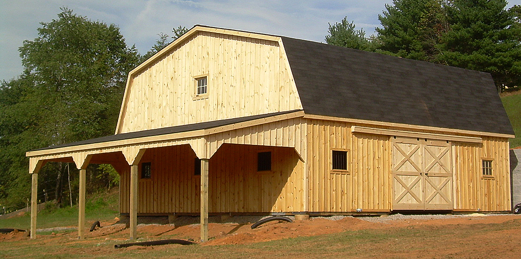 Barn Overhang | Lean to Barn | Horse Lean To - Shed Rows w/ Overhangs ...