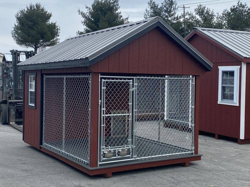 8x12 Dog Kennel with Run | Red Painted One Box Kennel | Horizon Structures