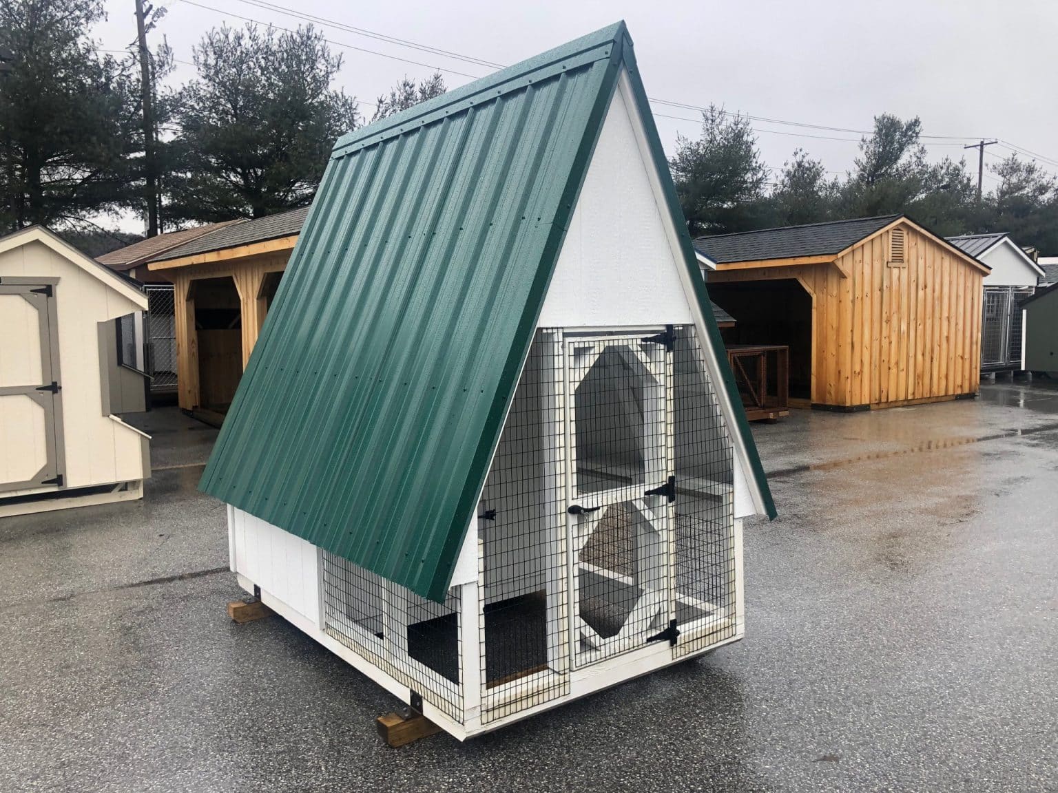 5x8 Steep A-frame Combo - Ivy Green Metal Roof | Horizon Structures