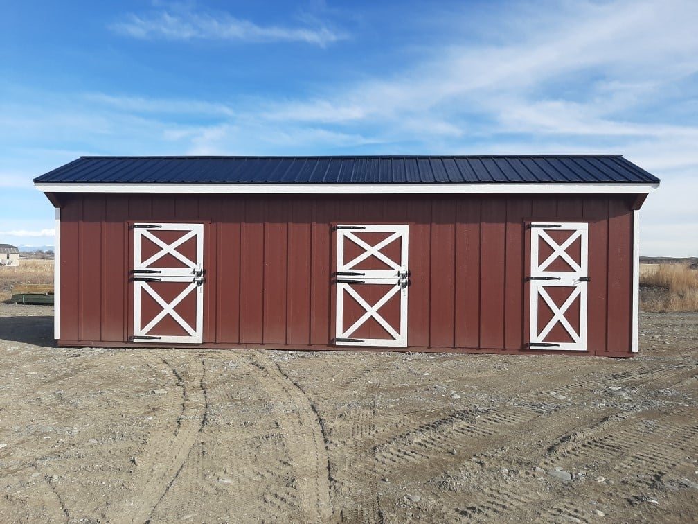 10x32 Shedrow Barn - Black Metal Roof - Located in Powell WY! | Horizon ...