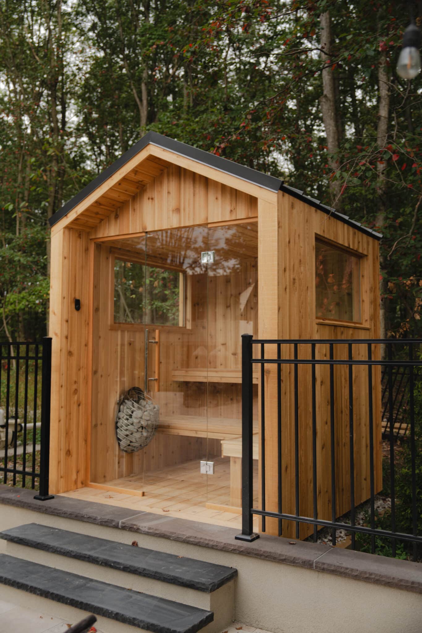 Cedar Glow Sauna | A‑Frame Outdoor Sauna with Glass Door – Horizon ...